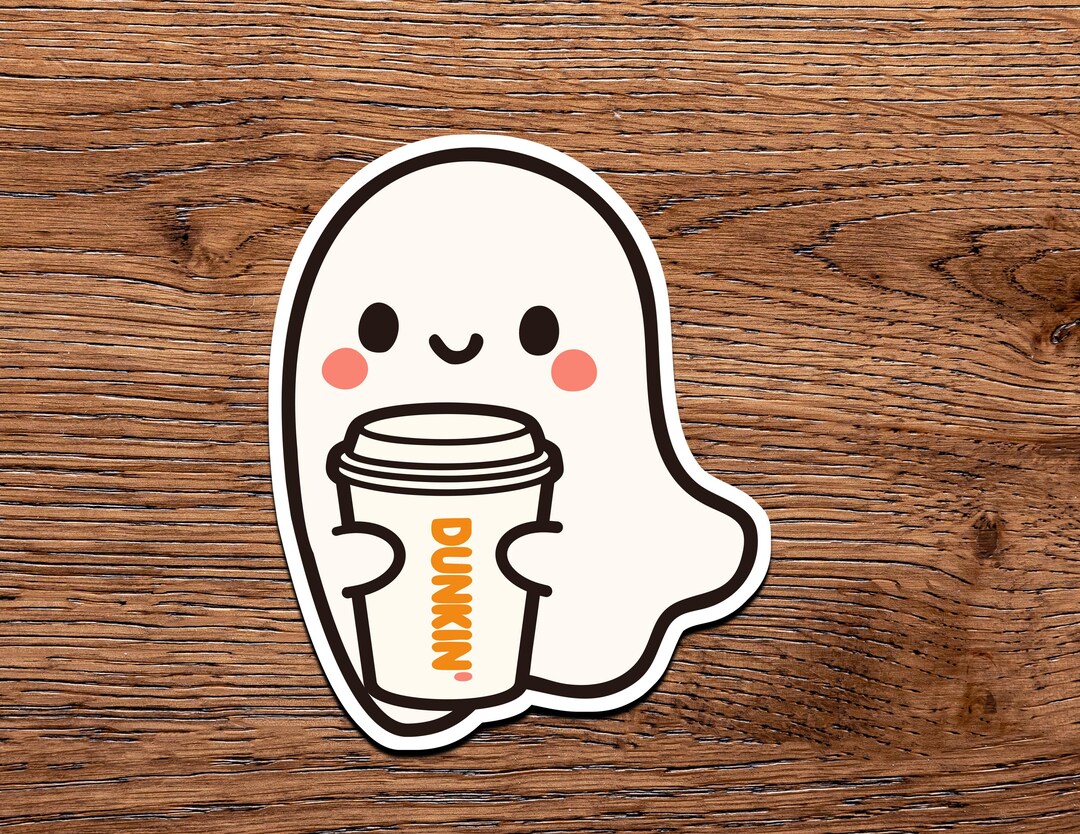 Dunkin' Inspired Ghost Sticker: Kawaii Coffee Buddy - Etsy