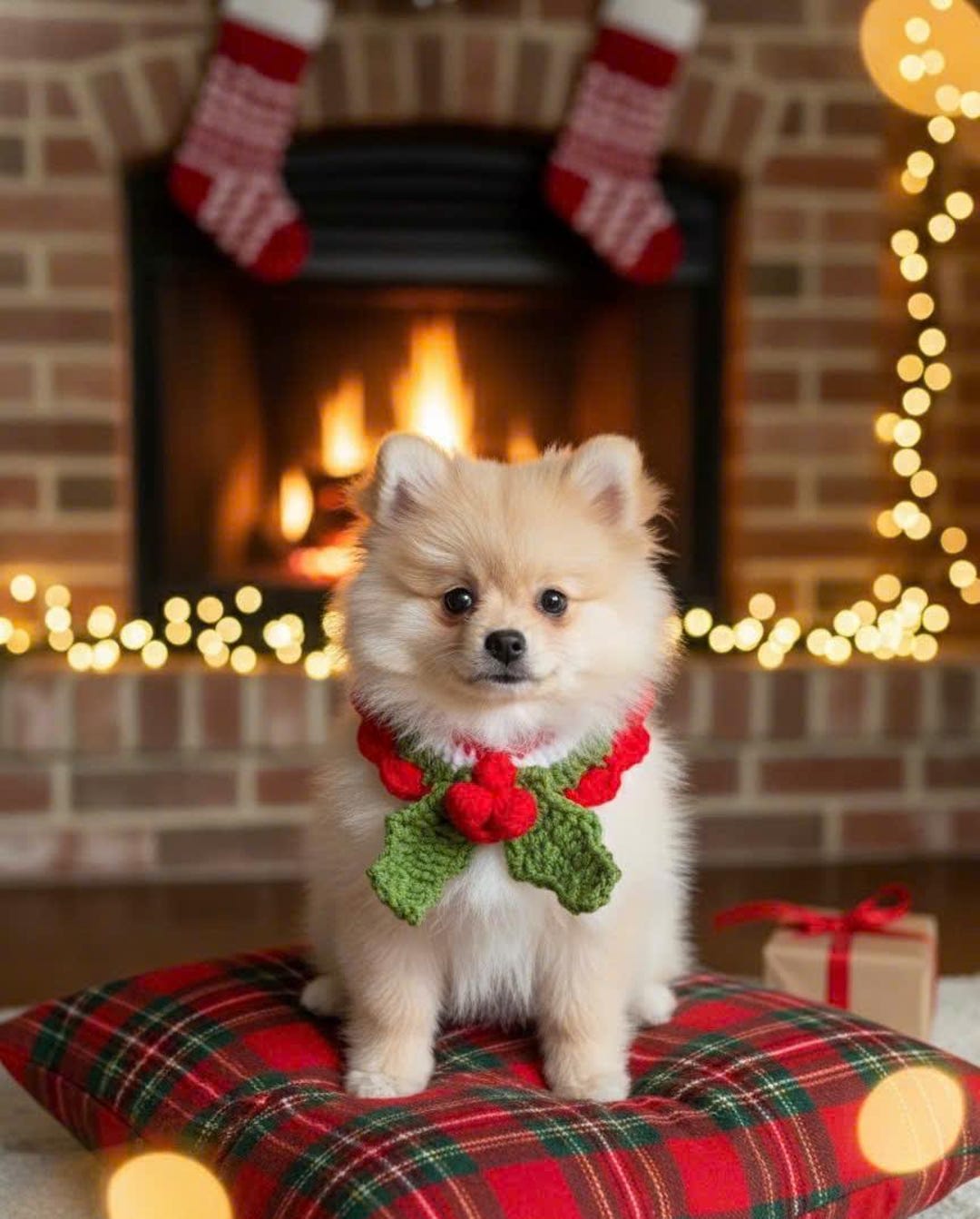 Crochet Christmas Pet Collar – Handmade Holiday Scarf for Cats, Dogs ...