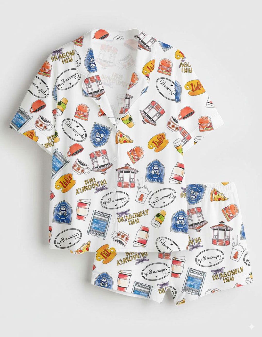 Gilmore Girls Pajama Set, Luke's Coffee, Stars Hollow Vintage Style ...