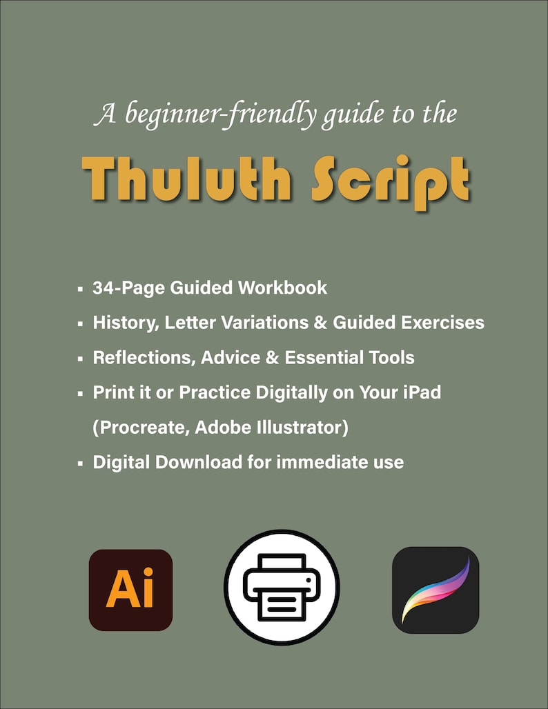 Thuluth Arabic Calligraphy Workbook – Digital Download With Practice ...