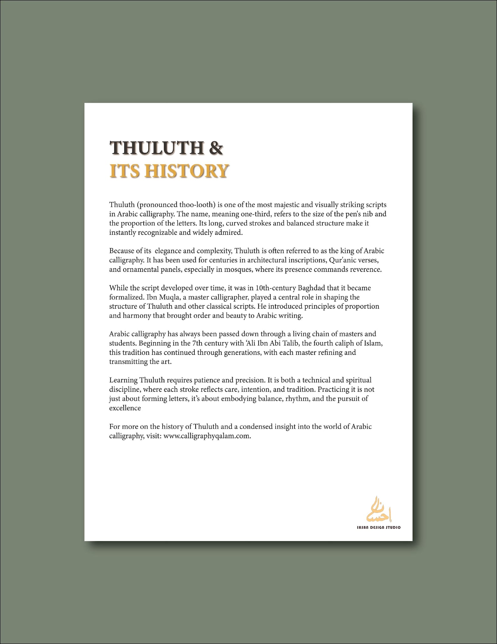Thuluth Arabic Calligraphy Workbook – Digital Download With Practice ...