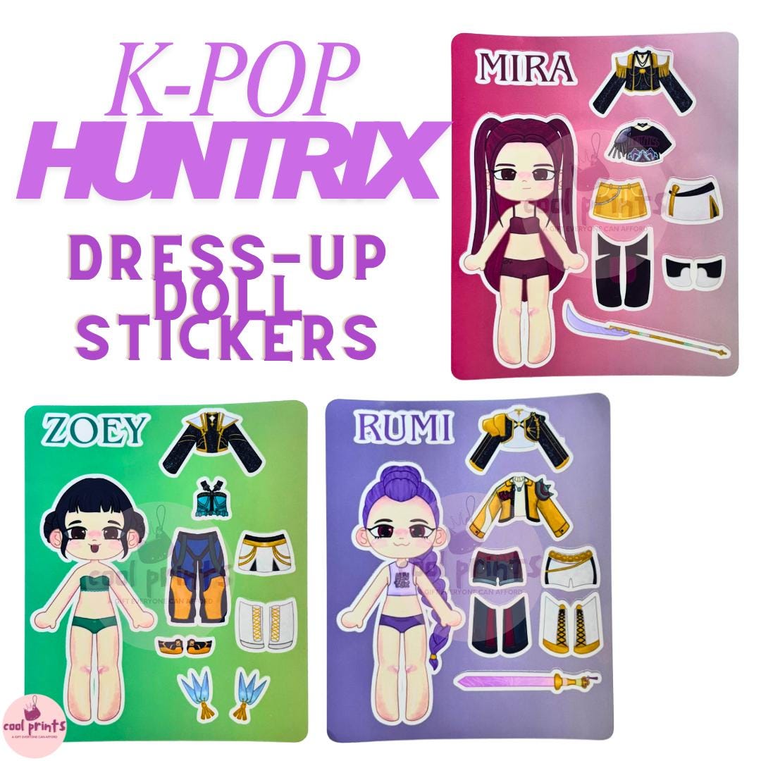 K-pop Huntrix Dress-up Doll Stickers: Party Activity - Etsy