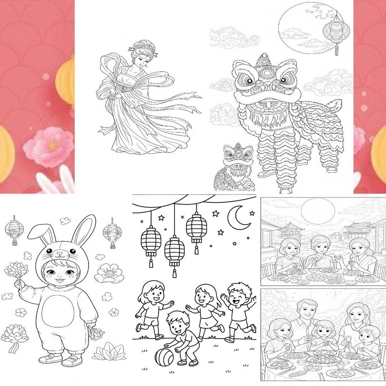 Mid Autumn Festival Coloring Pages: 45 Festive Designs (digital ...