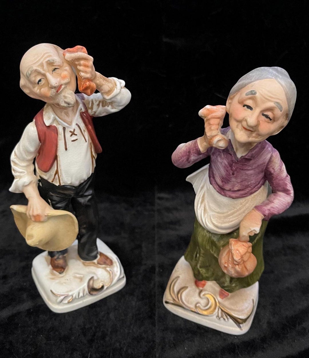 Vintage Farmer Couple Figurine, Mothers Day Gift| Bisque Porcelain ...