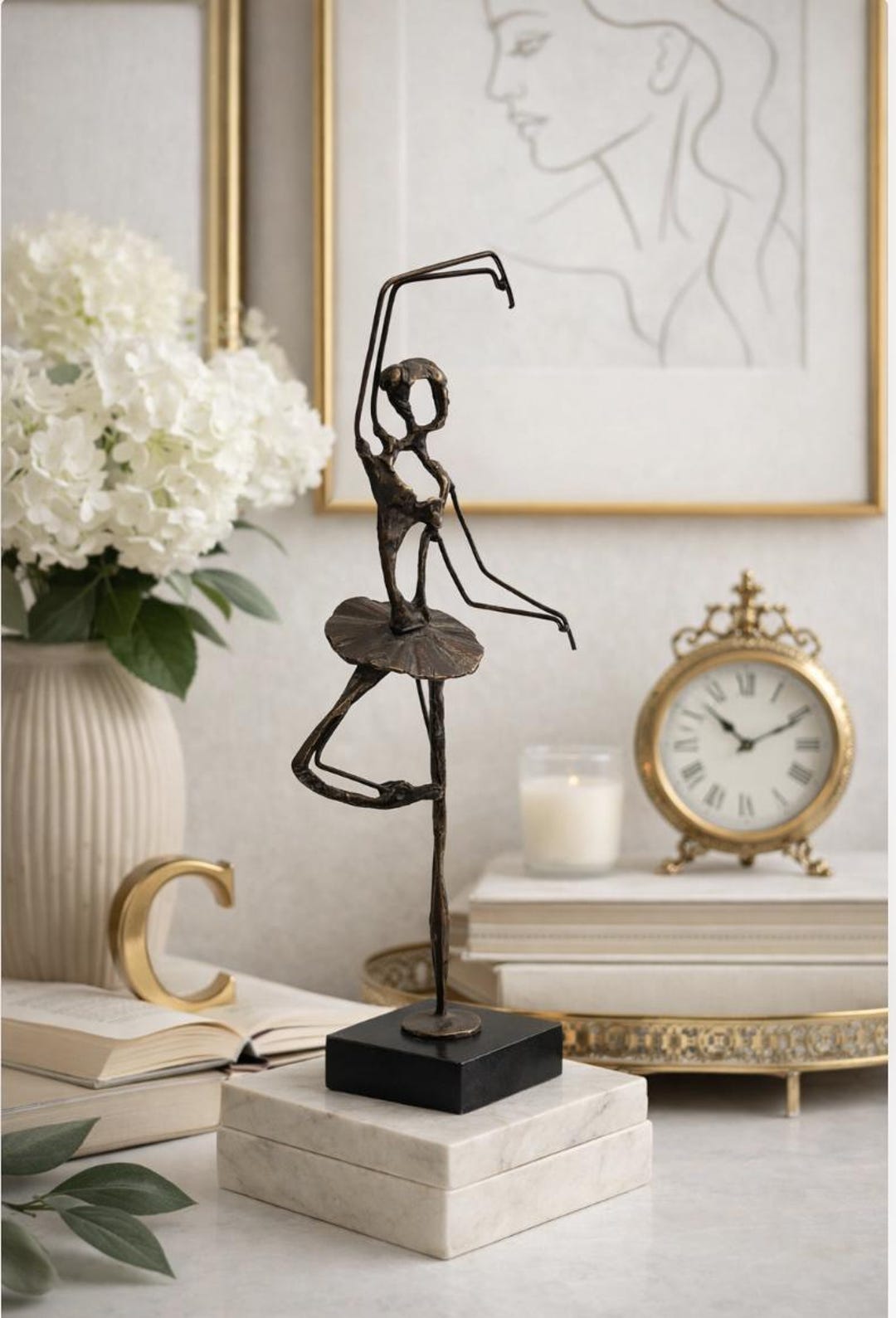 Bronze Ballerina Sculpture – Modern Abstract Ballet Dancer Statue ...