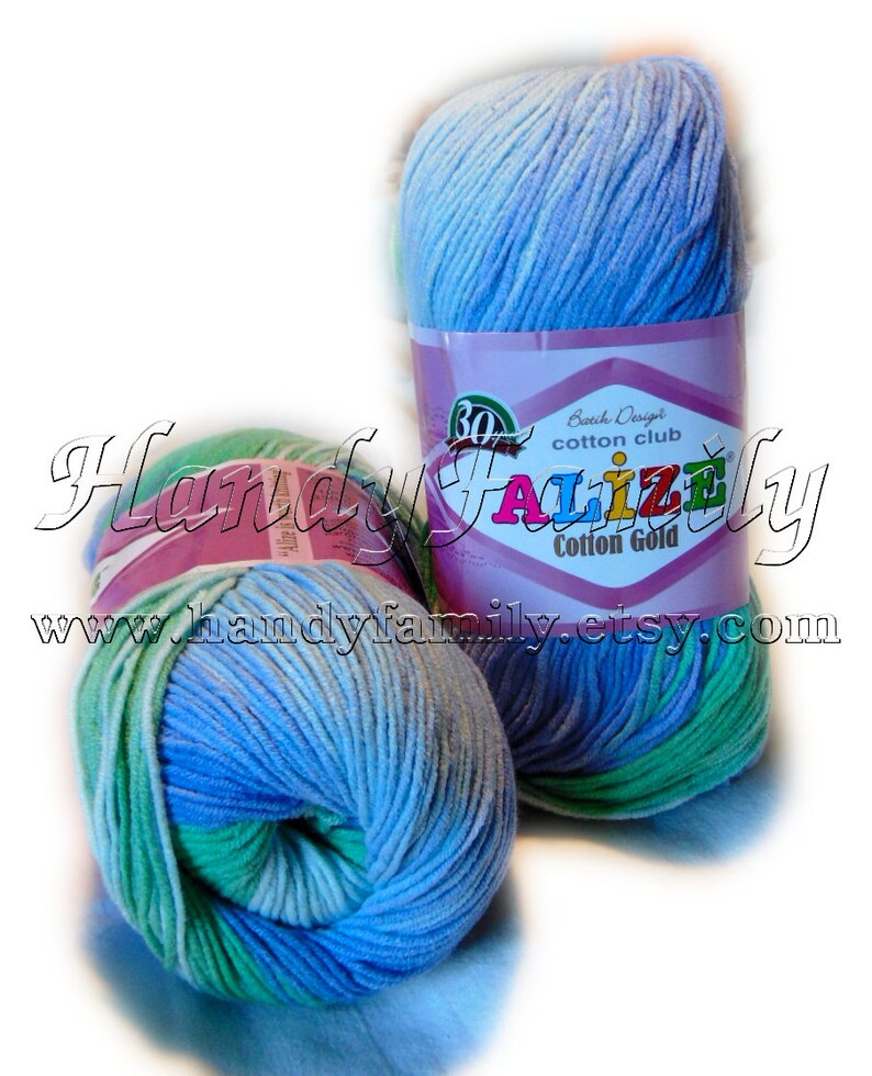 Cotton Baby Yarn. Alize Cotton Gold Batik Design in blue | Etsy