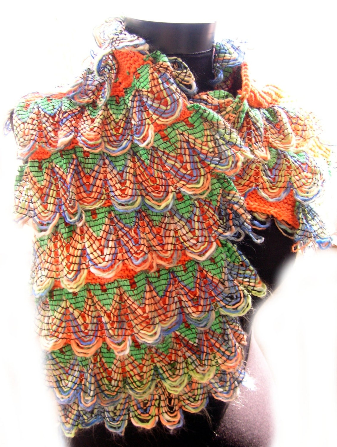 Curly Ruffle Scarf peacock on Fire Scarf - Etsy