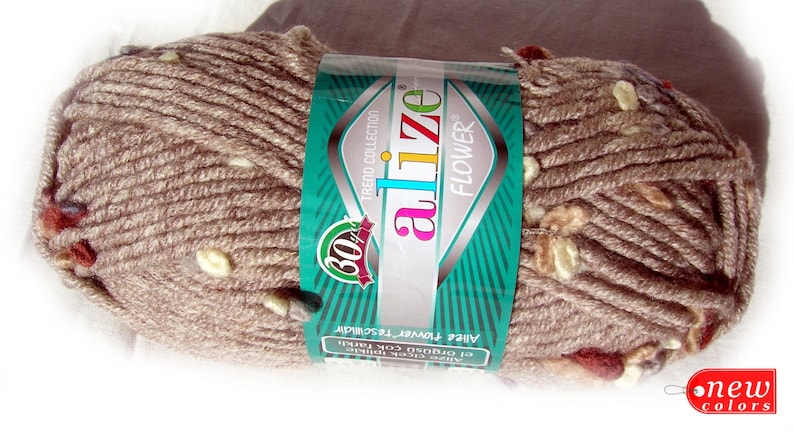 Alize flower yarn. beige color 5075 butterfly yarn winter | Etsy
