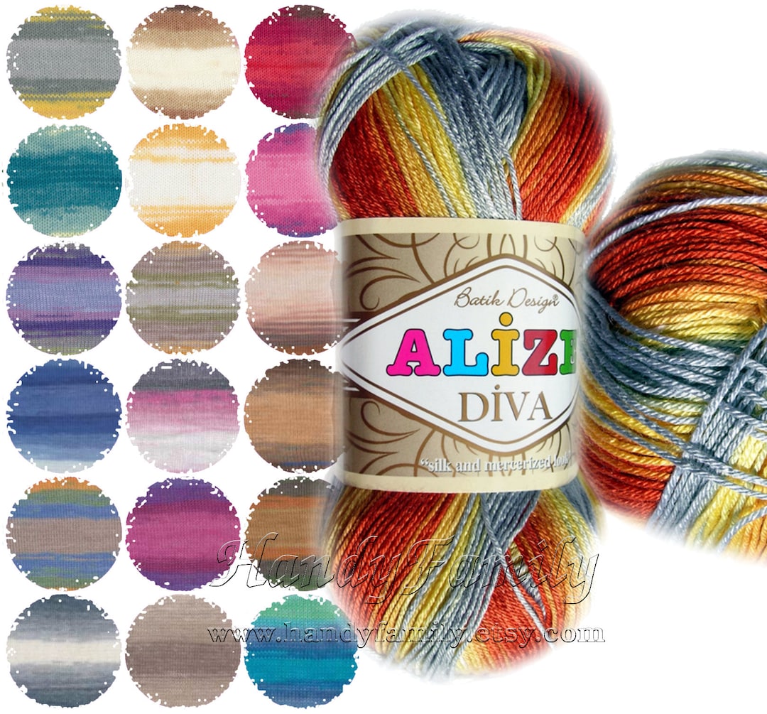 Alize Diva Batik. Silk Effect Microfiber Yarn Light Weight Sport 4 Ply ...