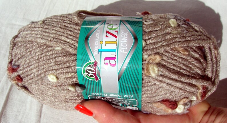 Alize flower yarn. beige color 5075 butterfly yarn winter | Etsy