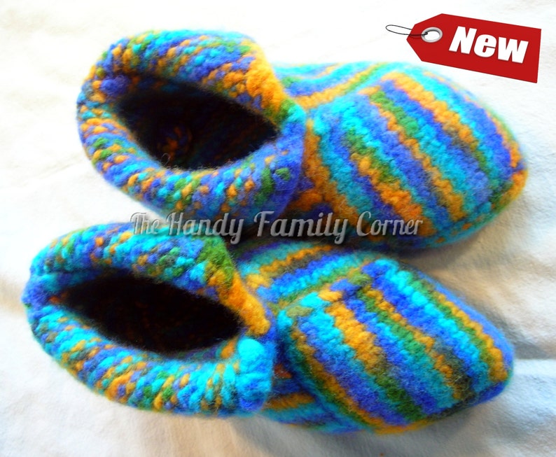 Knitted Felted Slippers Children's Multicolour wool | Etsy
