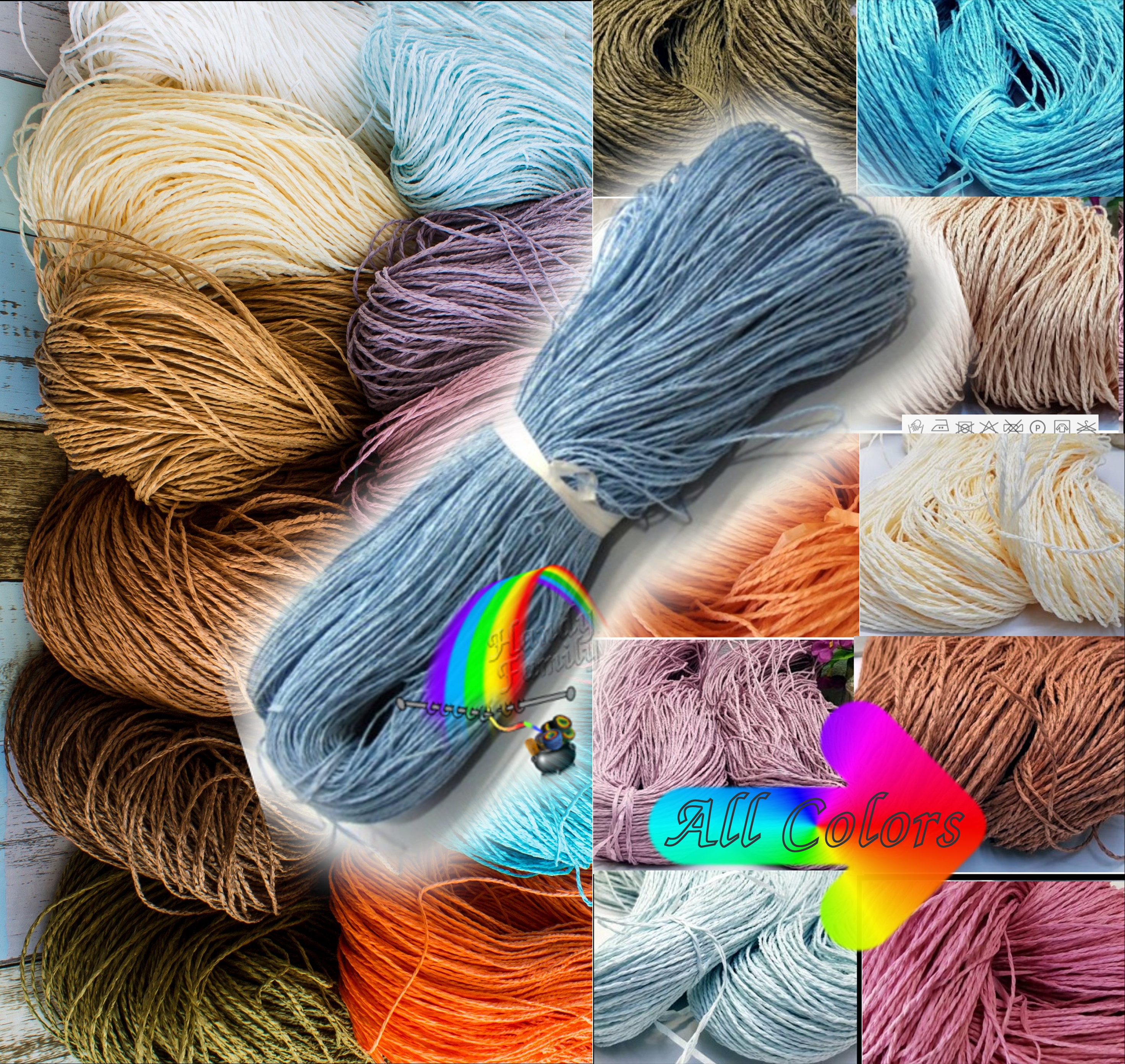 Yarn Raffia Hobbi Natural yarn 100% cellulose eco friendly | Etsy