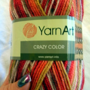 Yarn Art Batik (selfstriping) Yarn Crazy Color in Reds and Greens (100 ...