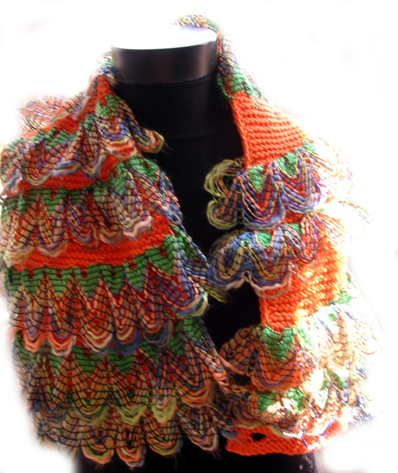 Curly Ruffle Scarf peacock on Fire Scarf - Etsy
