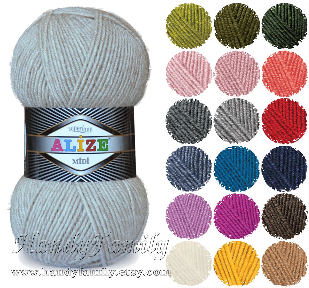 SALE Alize Superlana Midi. Bulky Chunky Heavy Fat Wool Blend Yarn Aran ...