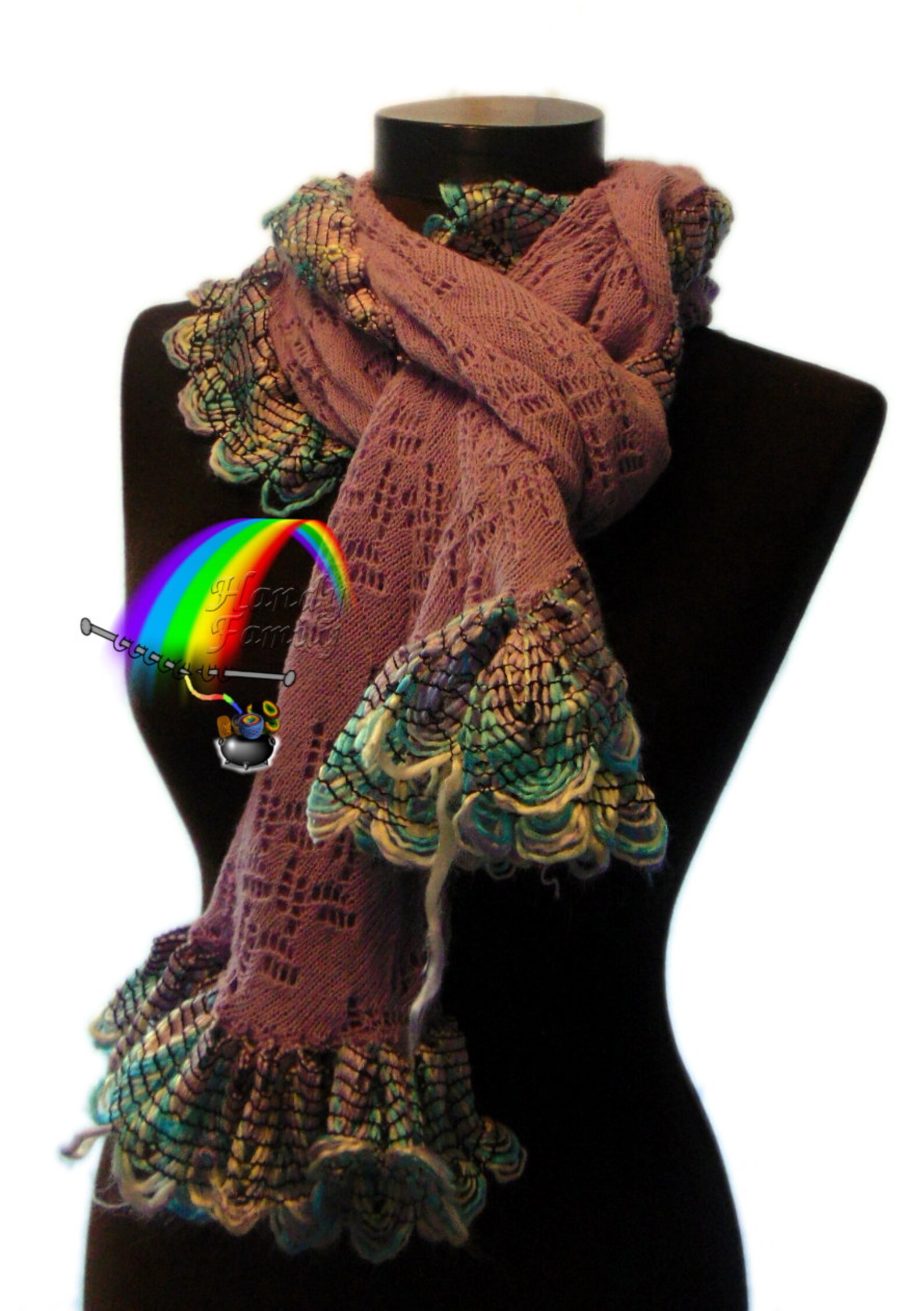 Curly Spiral Ruffle Tubular Knitted Scarf sir | Etsy
