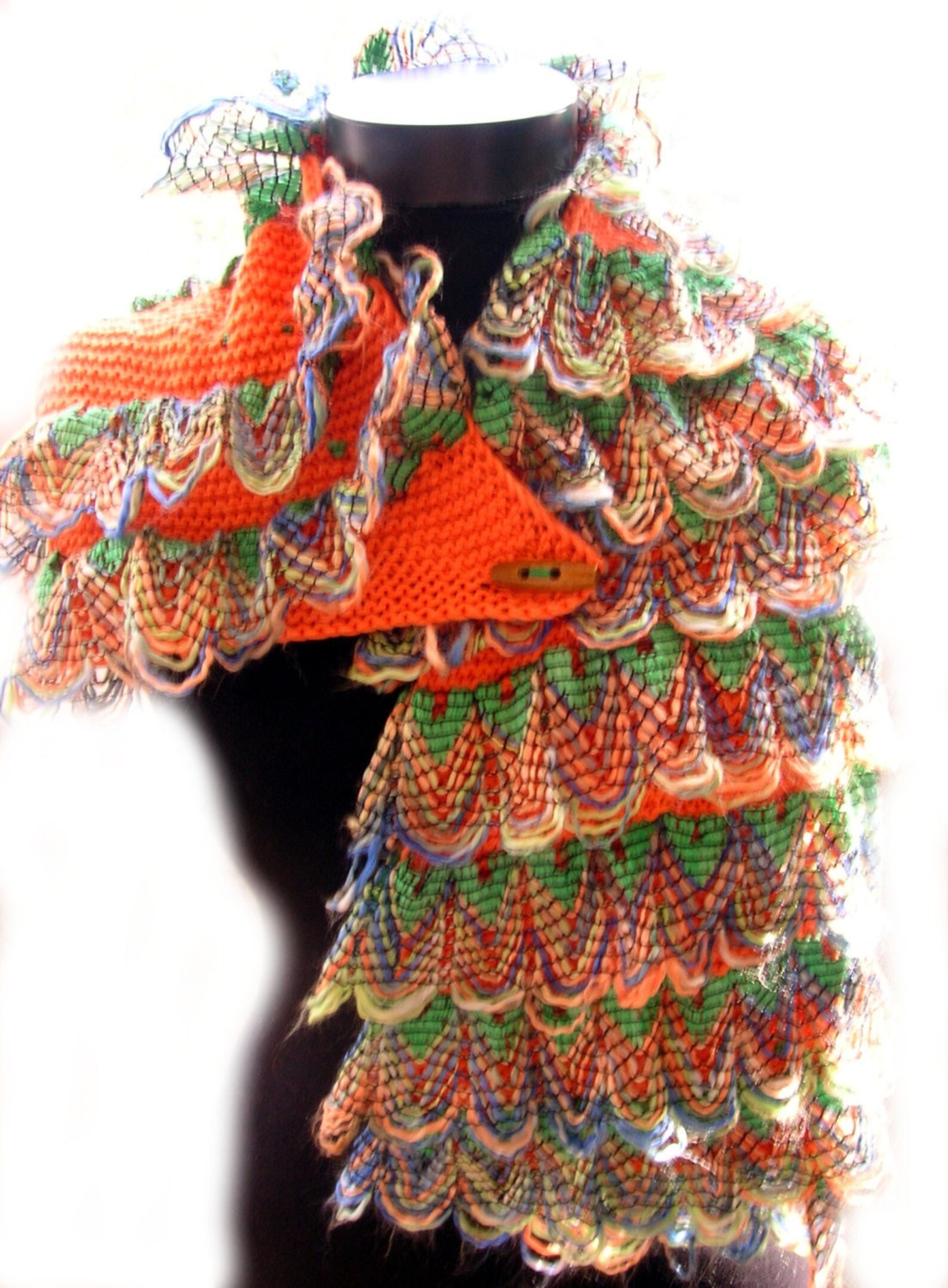 Curly Ruffle Scarf peacock on Fire Scarf - Etsy