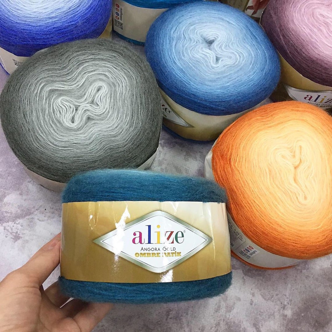 Angora Gold Ombre Batik Alize Yarn Gradient Multicolor BIG Cakes 1 ...