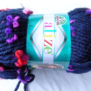 Alize Flower Yarn. Deep Blue Color, 5156, Butterfly Yarn, Winter Yarn ...