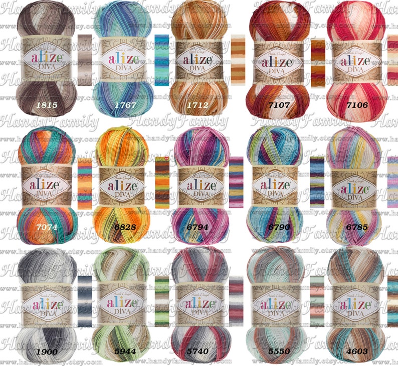 Set of 4 skeins Alize Diva Batik Design Yarn with silk effect | Etsy