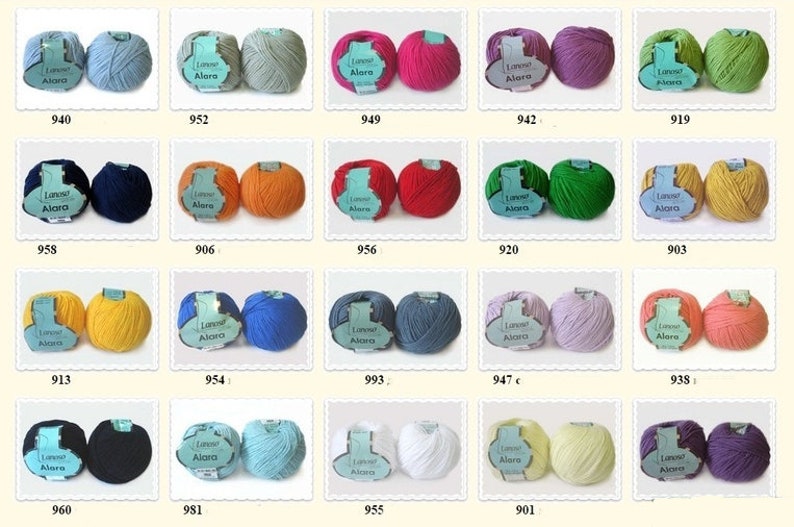 Lanoso Alara cotton Yarn. Cotton yarn. Color choice. DSH | Etsy