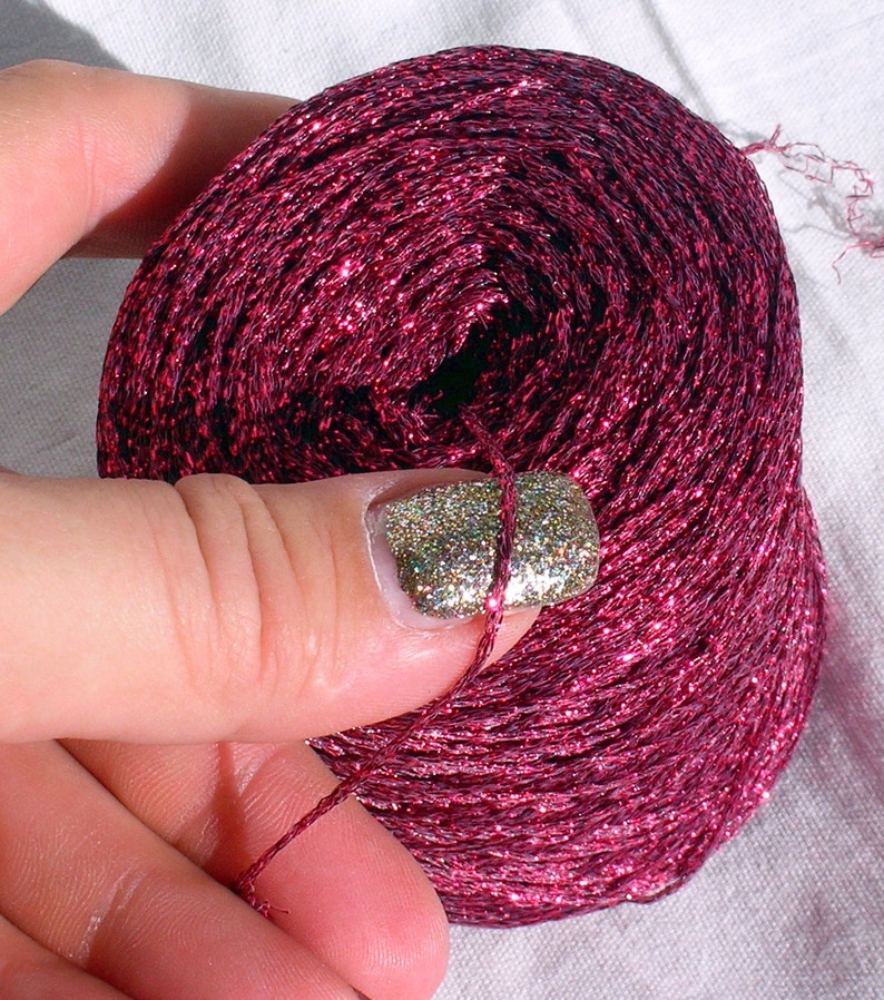Glitter Lurex Yarn Shine sparkle yarn cyclamen 105 color | Etsy