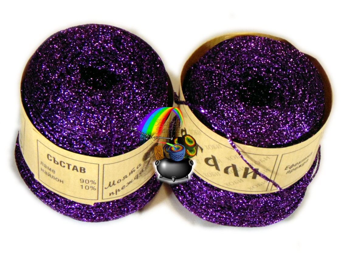 Glitter Yarn Shine sparkle yarn violet color 114 yarn | Etsy
