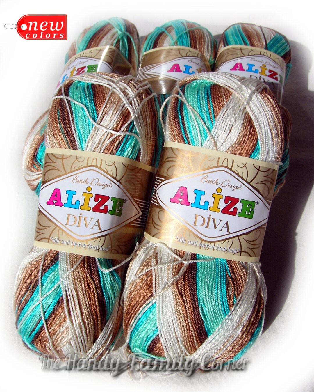 Alize Diva Batik Design Silk Effect Yarn. Hypoallergenic Microfiber in Blue, Green, Chocolate ...