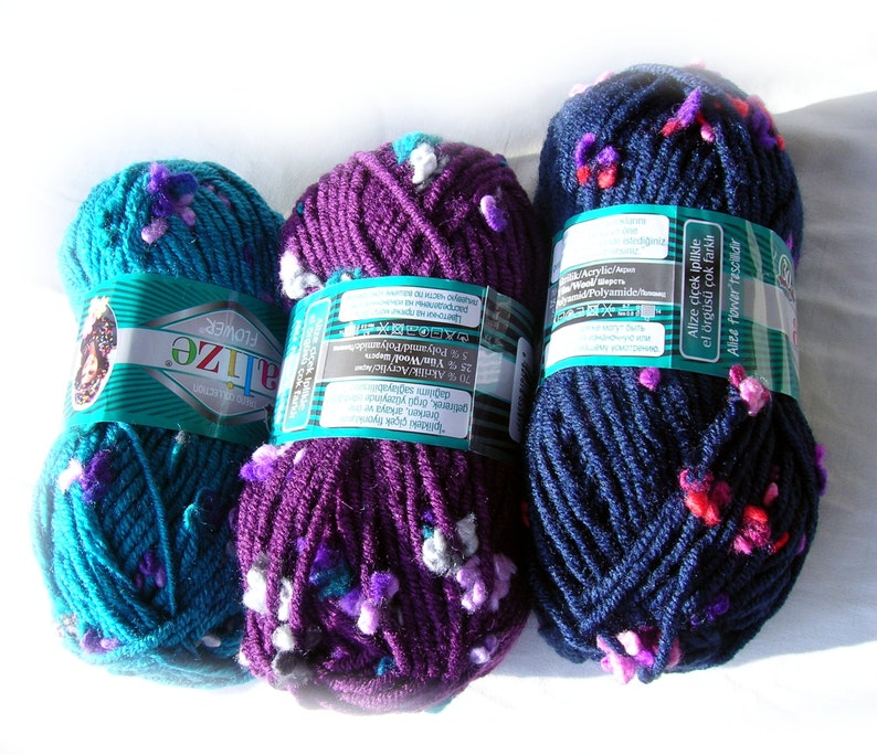 Alize flower yarn. Deep blue color 5156 butterfly yarn | Etsy