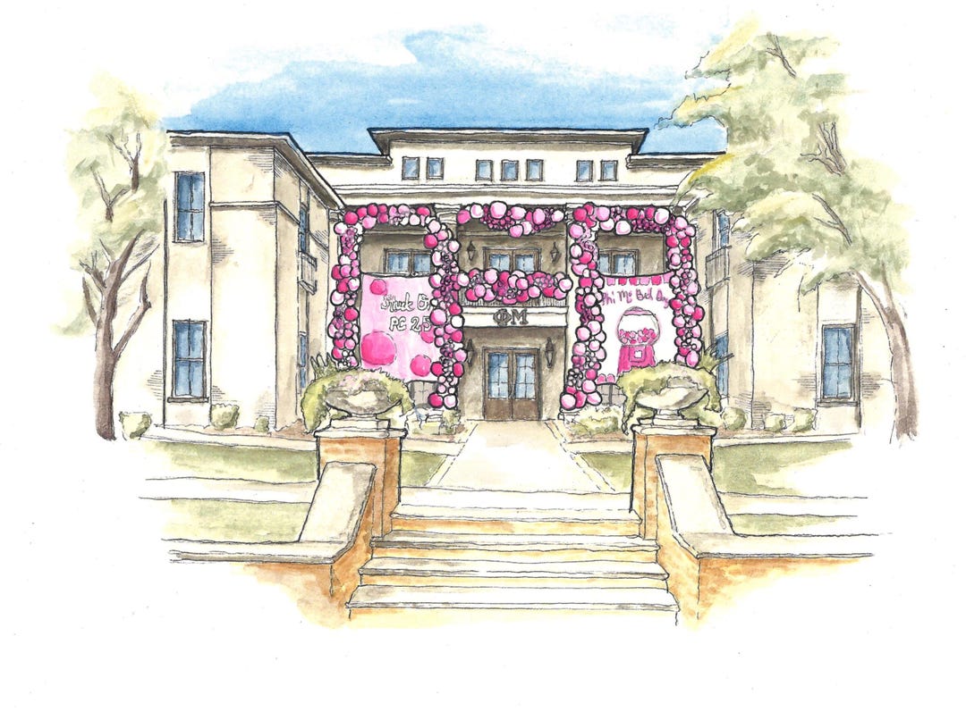 Phi Mu Sorority House at Ole Miss Bid Day 2025 Print - Etsy