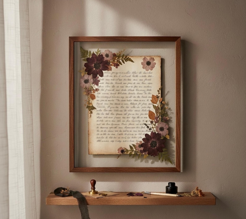 Custom Handwritten Calligraphy Letter - Pressed Flower Floating Glass ...