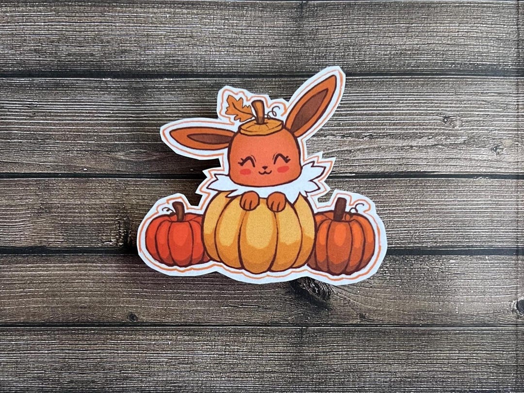 Eevee Pumpkin Vinyl Sticker - Autumn Pokemon, Free Shipping! - Etsy