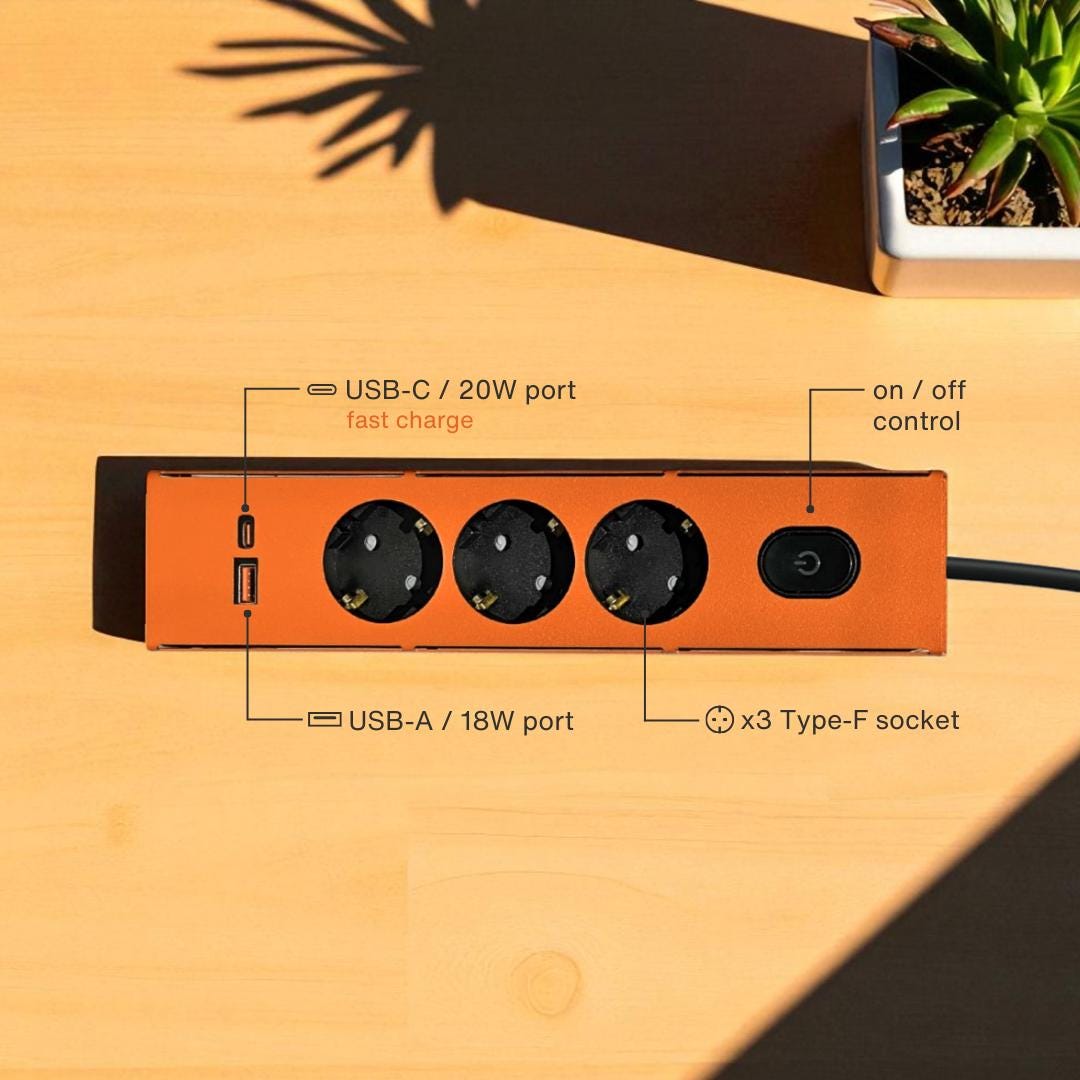 MUZE 2.0 Mandarin - Designer Power Strip | Fast Charging USB-C & A + 3 ...