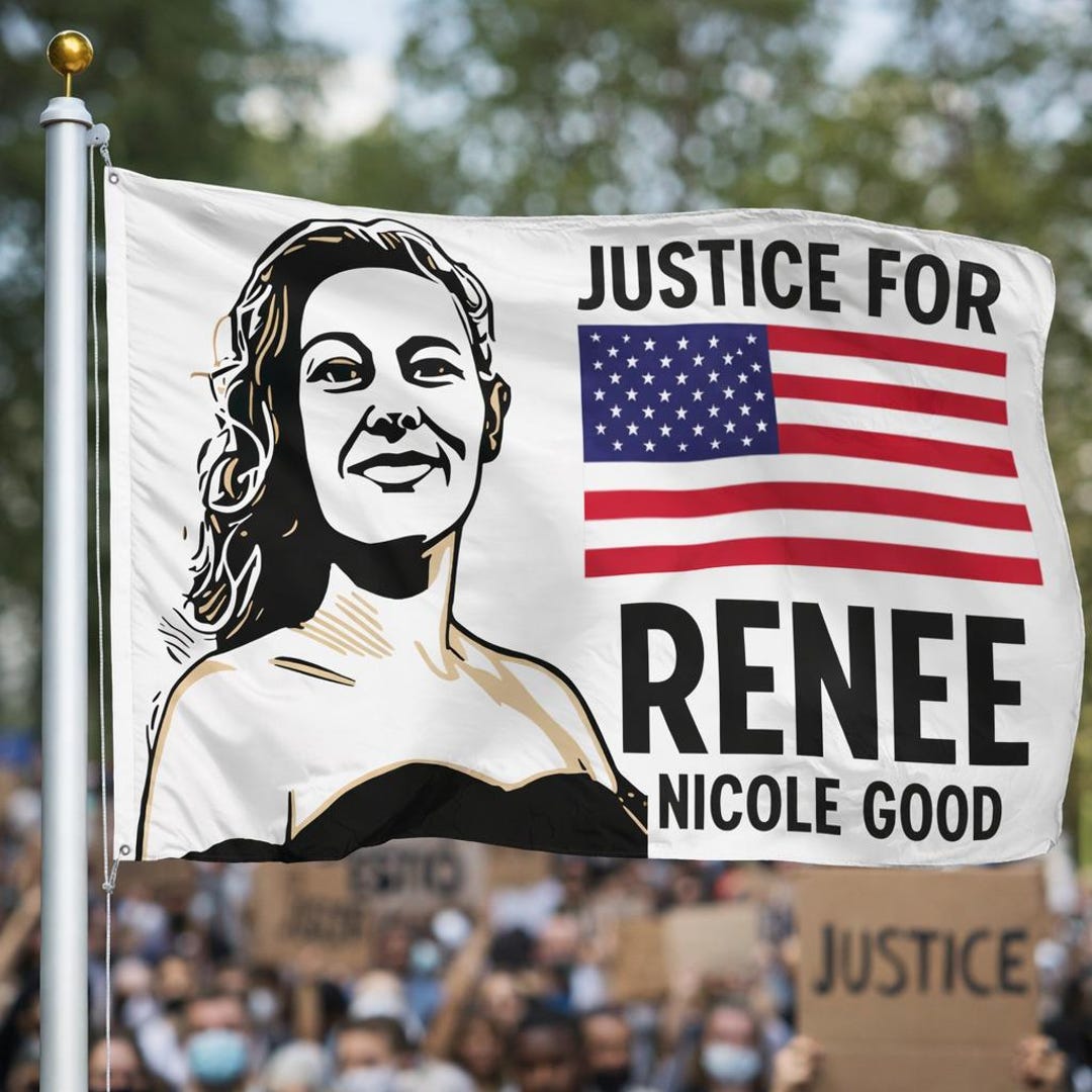 Justice for Renee Nicole Good Protest Flag With American Flag Print ...