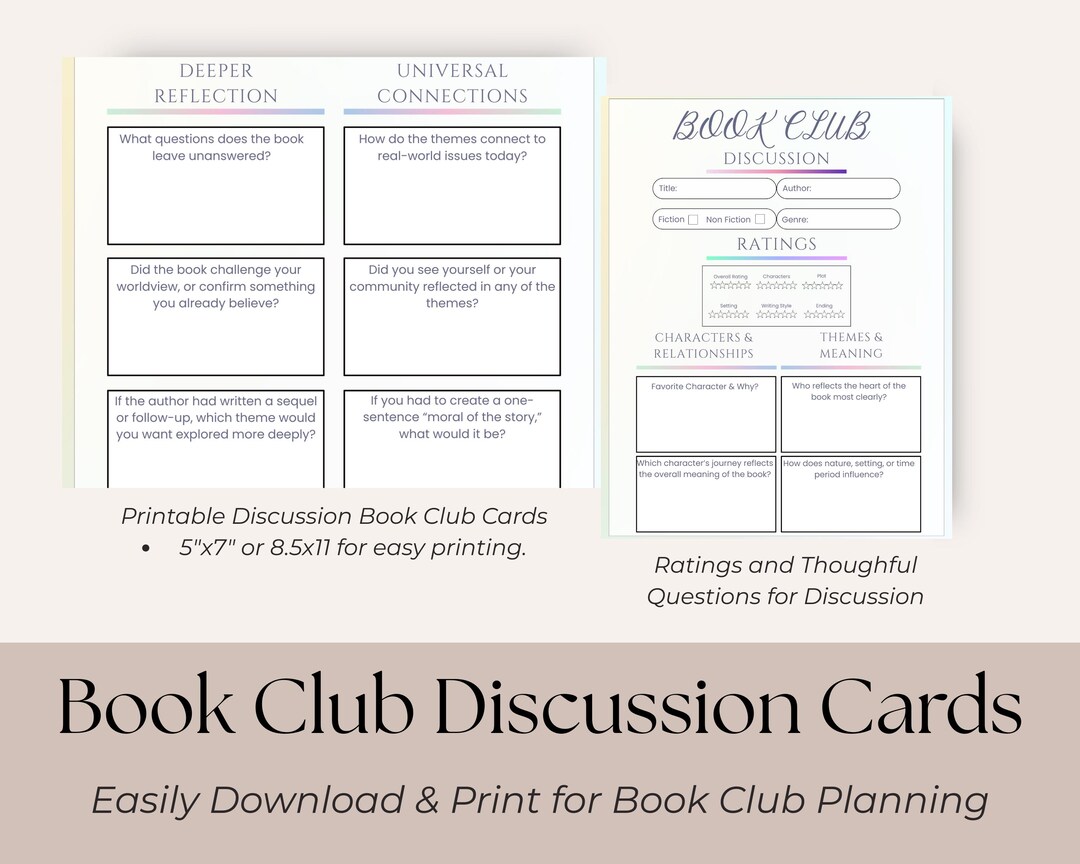 Editable Book Club Discussion Kit With Fun Prompts Games for Meetings ...