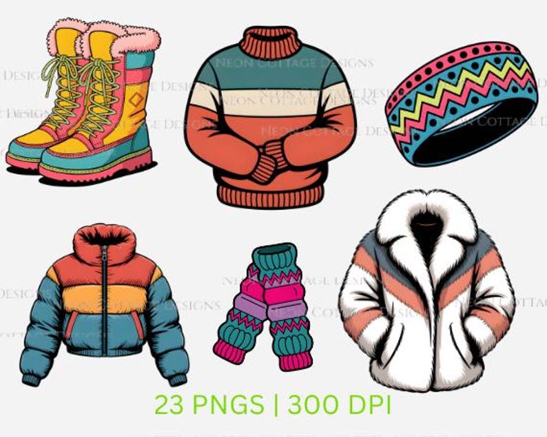 Retro Apres Ski Clip Art Bundle for Invitations Stickers Sublimation ...