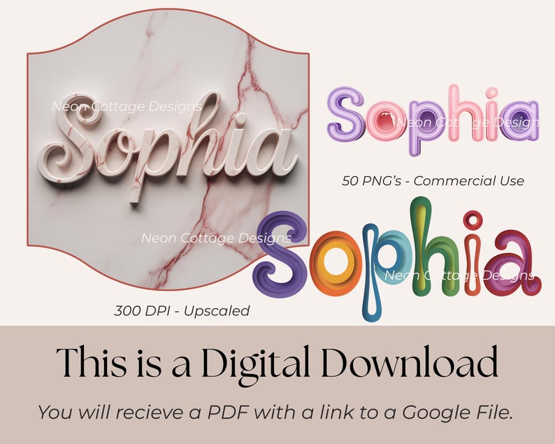 Personalized Sophia Name PNG Clip Art Bundle for Birthday Decor ...