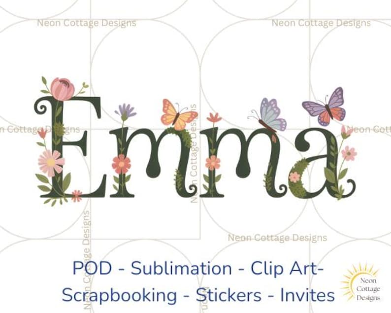 Personalized Emma Name PNG Clip Art Bundle for Birthday Decor Stickers ...