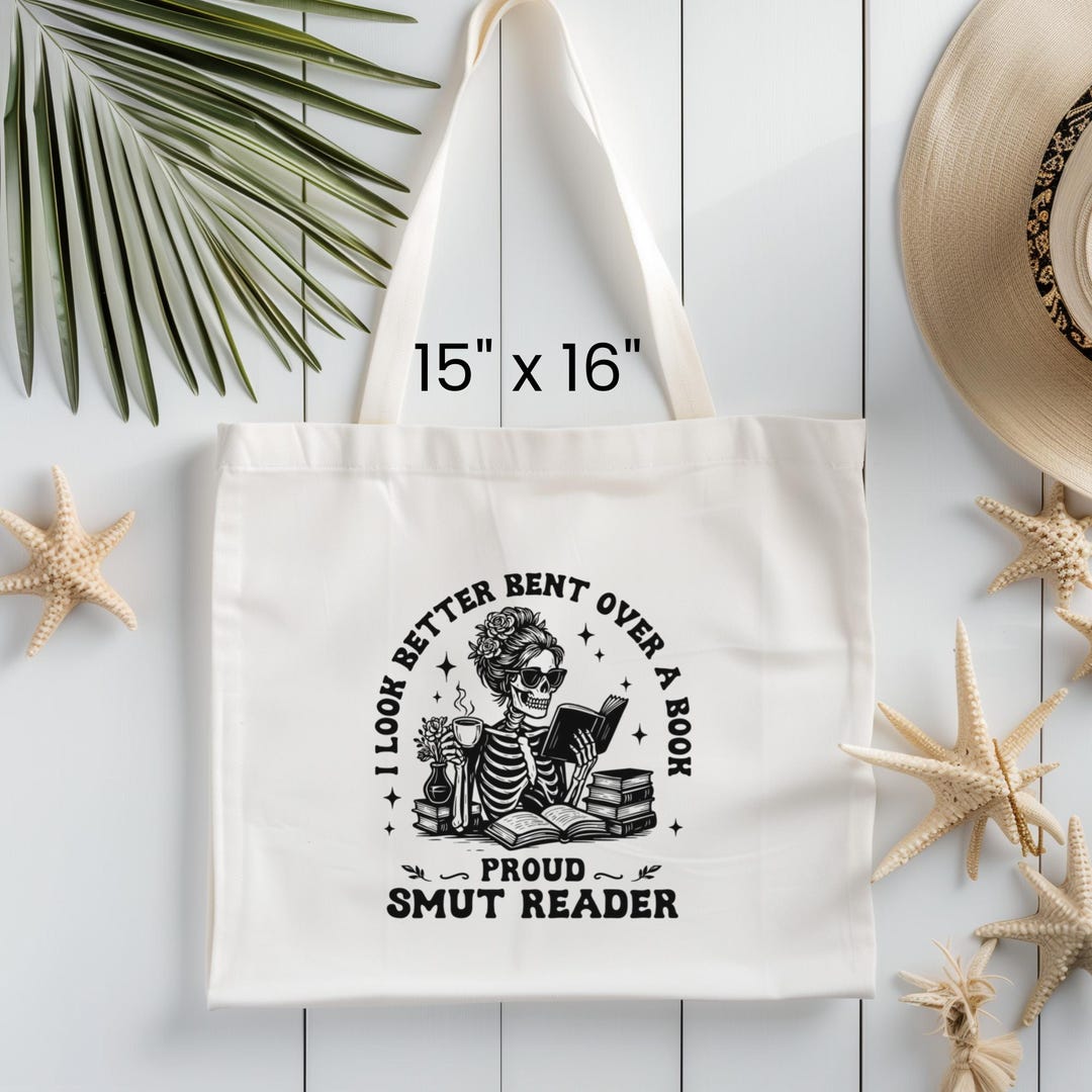 Funny Smut Reader Tote Bag: Skeleton Book Lover Gift - Etsy