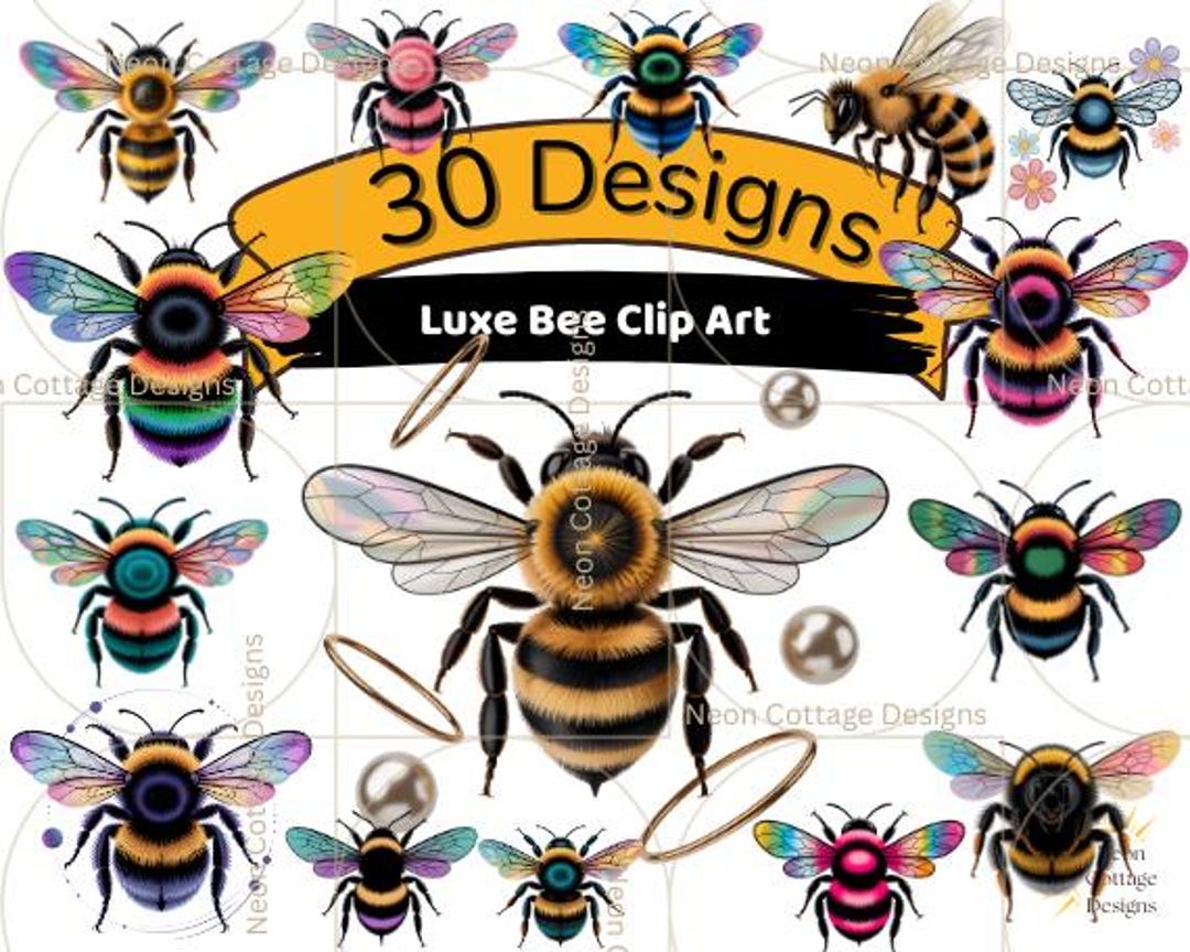Luxury Bee Clip Art Bundle With 3D Opalite Bumblebees for Stickers ...