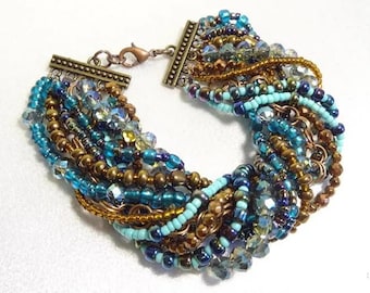 Turquoise, Copper, Metallic Seed Bead Fade Bracelet - Etsy