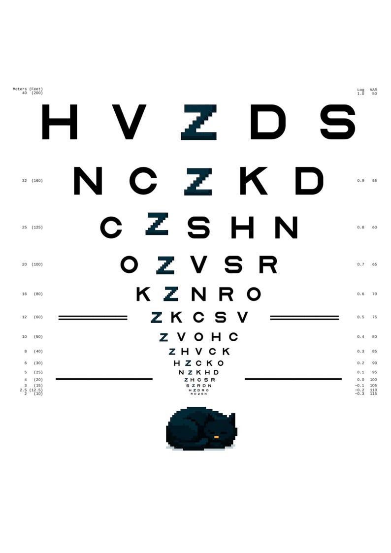 Pixel Art Eye Chart Poster — Digital Download (A3) - Etsy