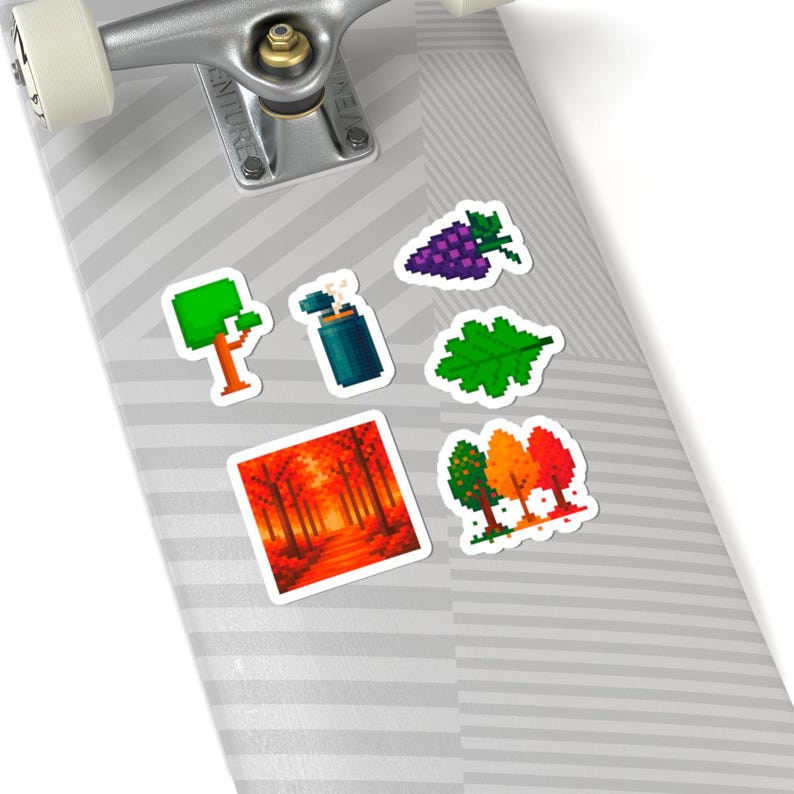 Pixel Art Summer and Fall Symbols Kiss-cut Stickers, Vinyl Decals ...