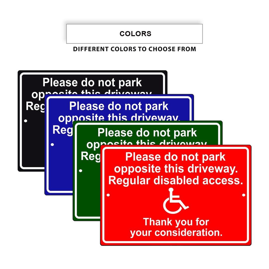 Do Not Park Opposite Driveway Sign - Disabled Access Aluminum Sign - Etsy