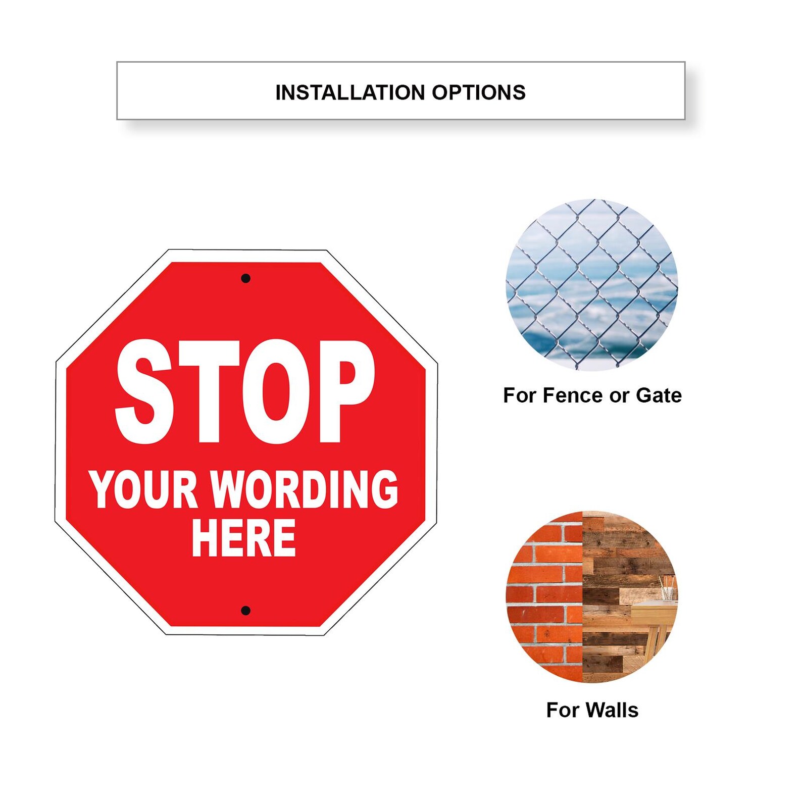 Custom Stop Style Octagon 12x12 Display – Personalized Text Red Warning ...