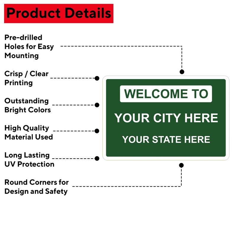 Welcome, Custom City State Metal Sign – Personalized Outdoor Aluminum ...