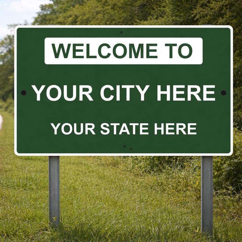 Welcome, Custom City State Metal Sign – Personalized Outdoor Aluminum ...