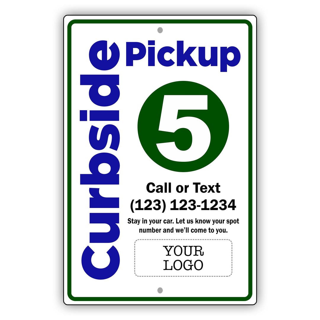 Custom Curbside Pickup Sign: Personalized Aluminum Metal Business Sign ...