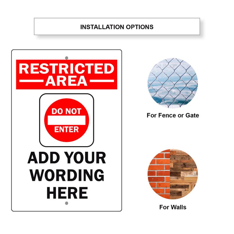 Restricted Area Do Not Enter Sign – Custom Safety Aluminum Metal ...