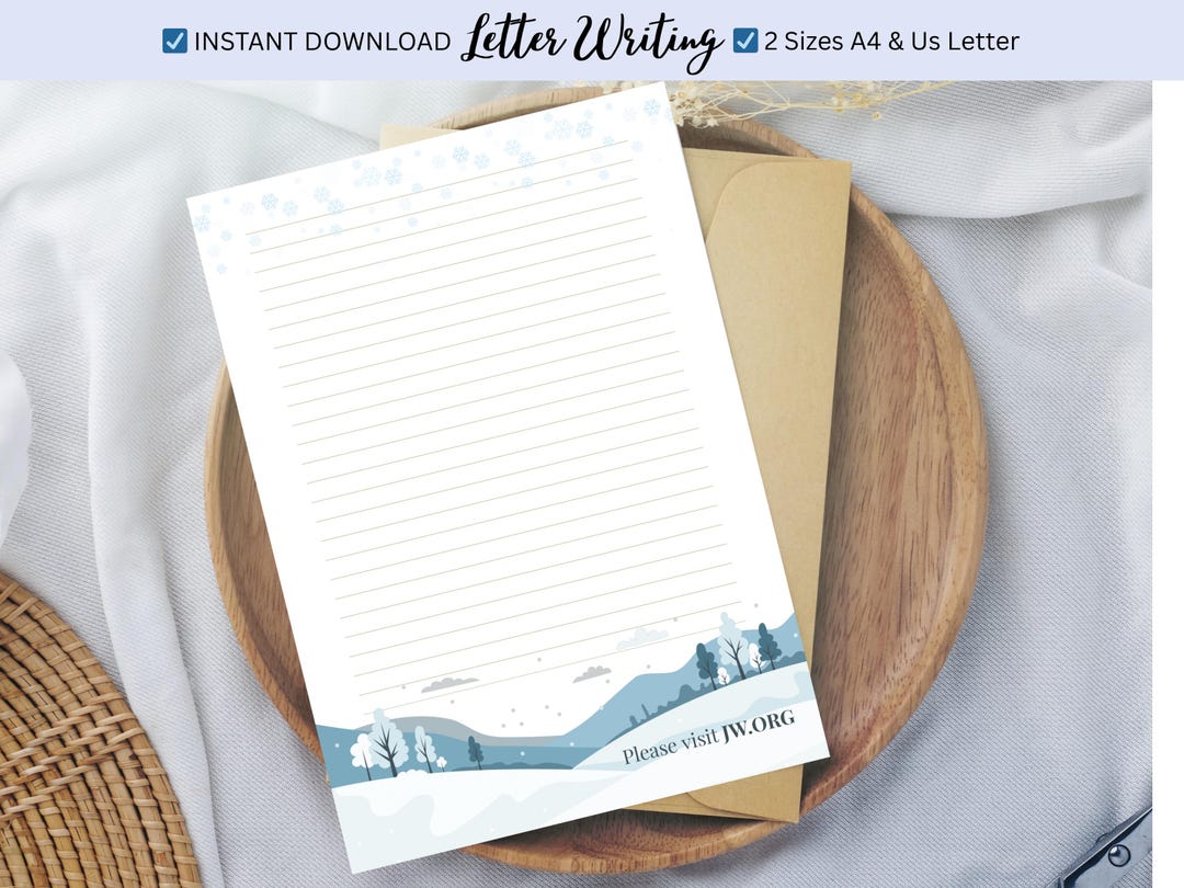 JW Winter Landscape Writing Paper Snow Scenery Stationery Printable ...